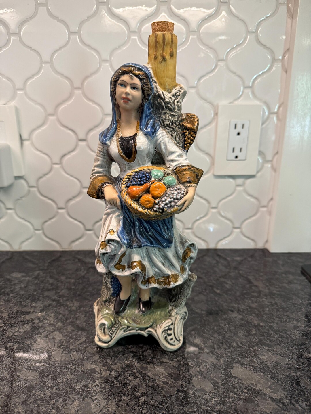 Vintage Italian Wine Bottle Liquor Decanter Hand Painted - Italy ...
