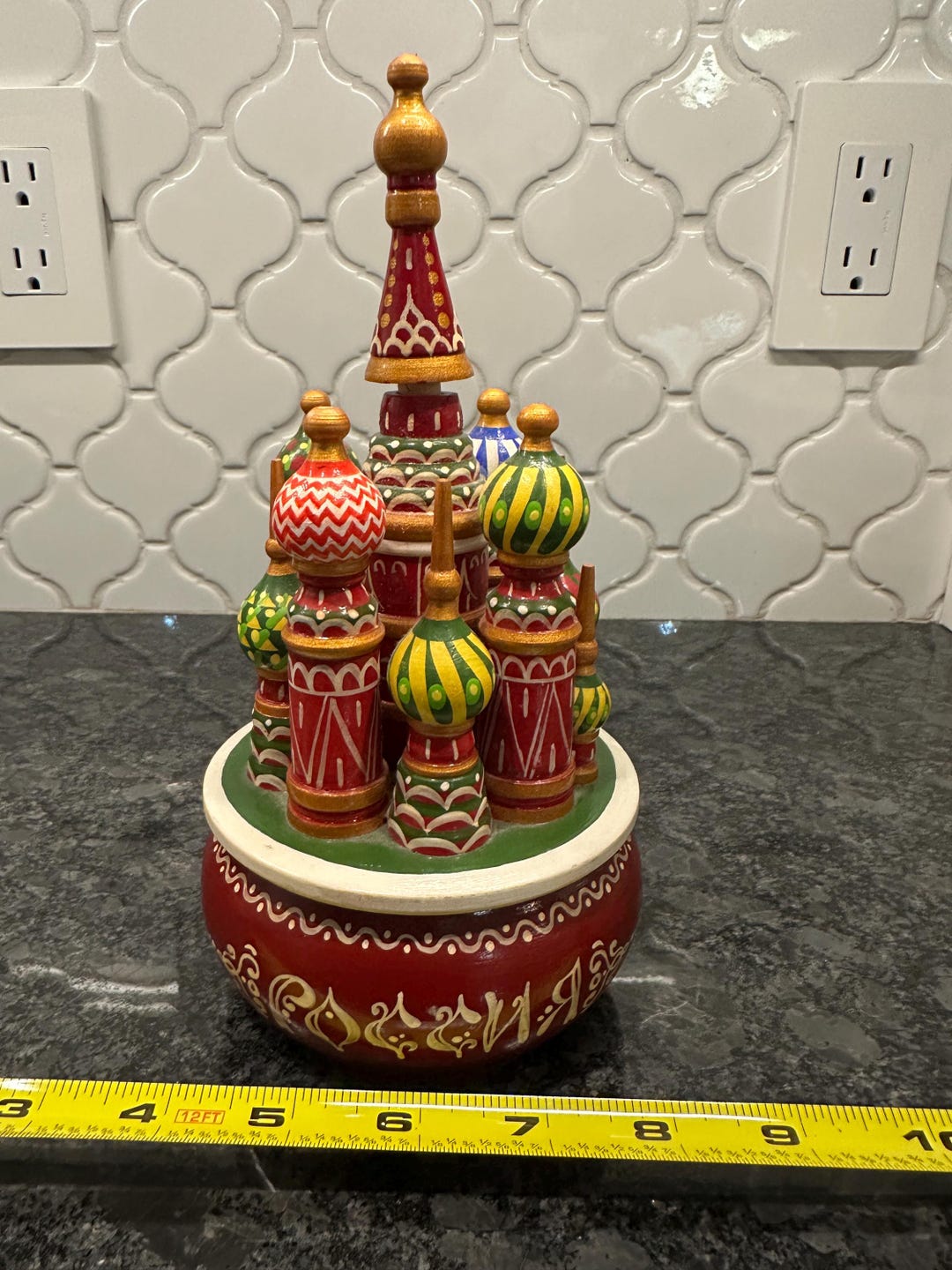 Vintage Russian Music Box Hand Crafted Detailed Wooden Replica of St ...