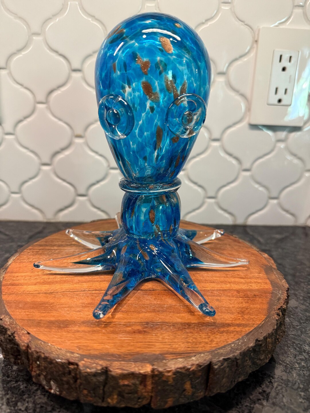 Glass Art Octopus Blue With Gold Flake - Almost 7” - Etsy