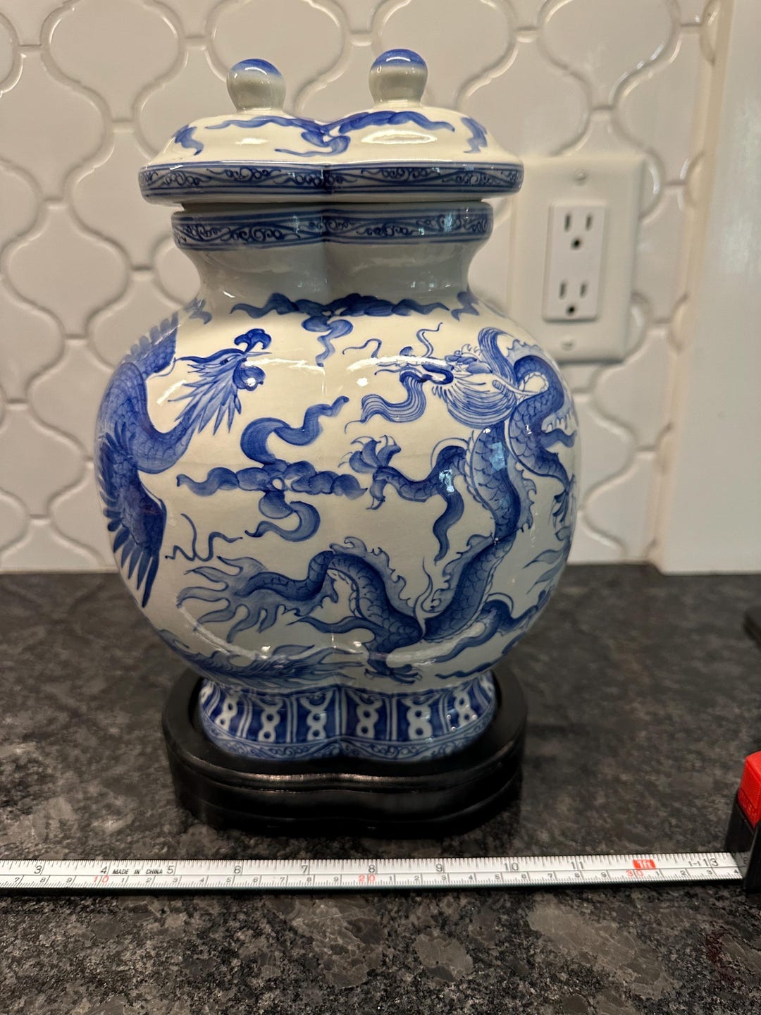 Vintage 3.5lb Chinese Porcelain YONGLE Urn Vase Canister With Custom ...