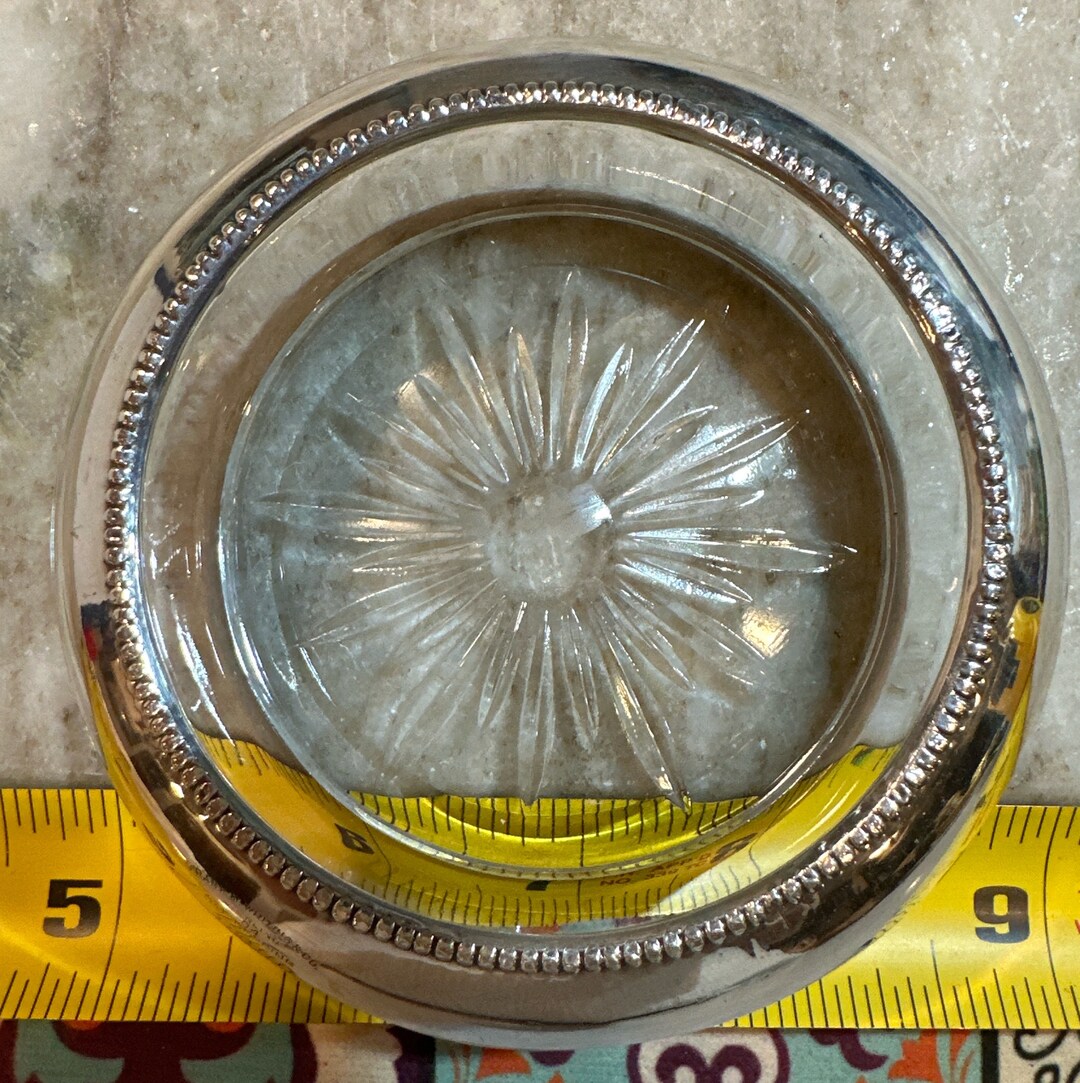 Vintage Frank M. Whiting 04 Sterling Silver Starburst Glass Coaster - Etsy