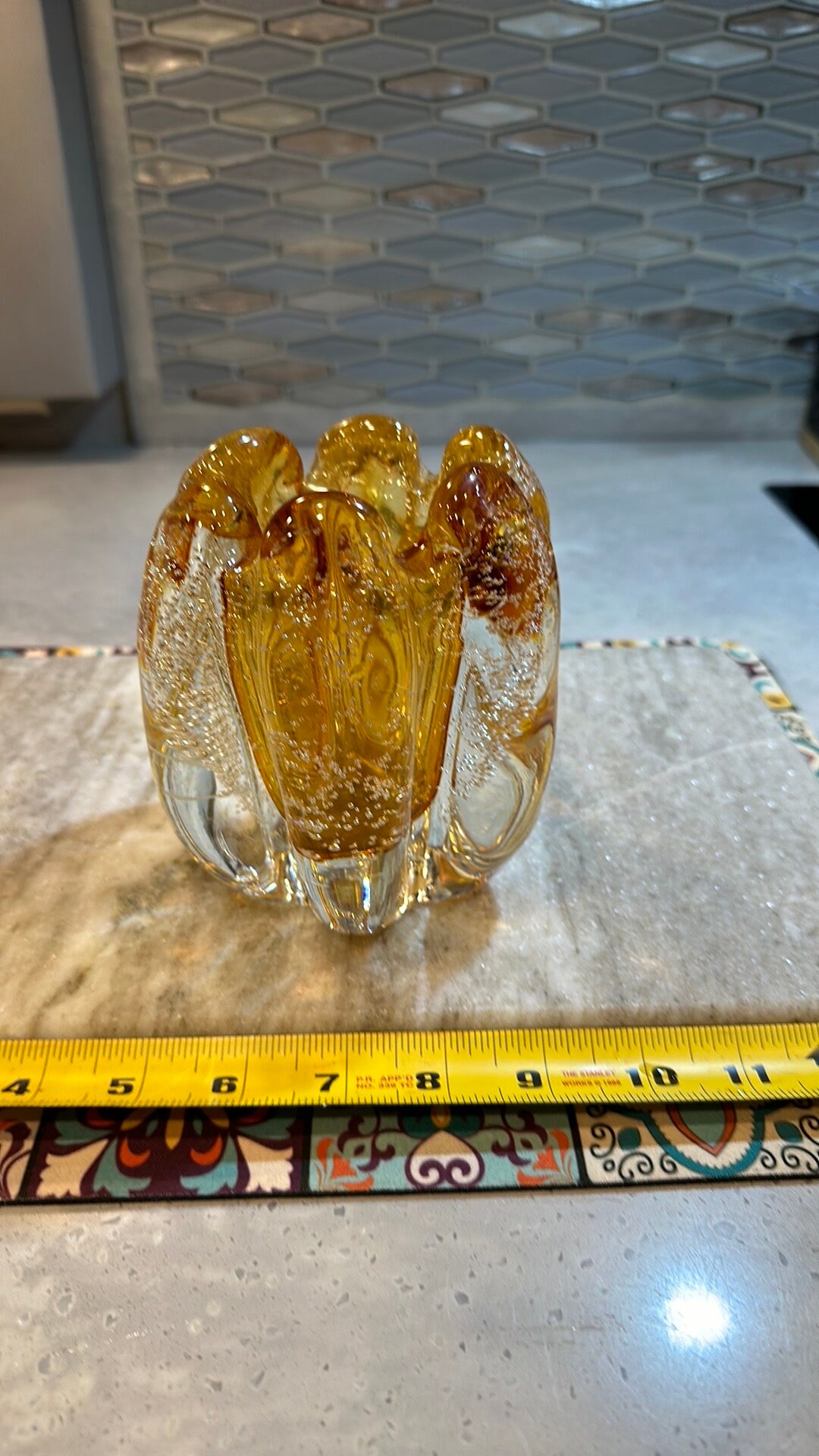 Tozai Home Amber Hand Blown Votive Candle Art Glass Mint Almost 4lbs - Etsy