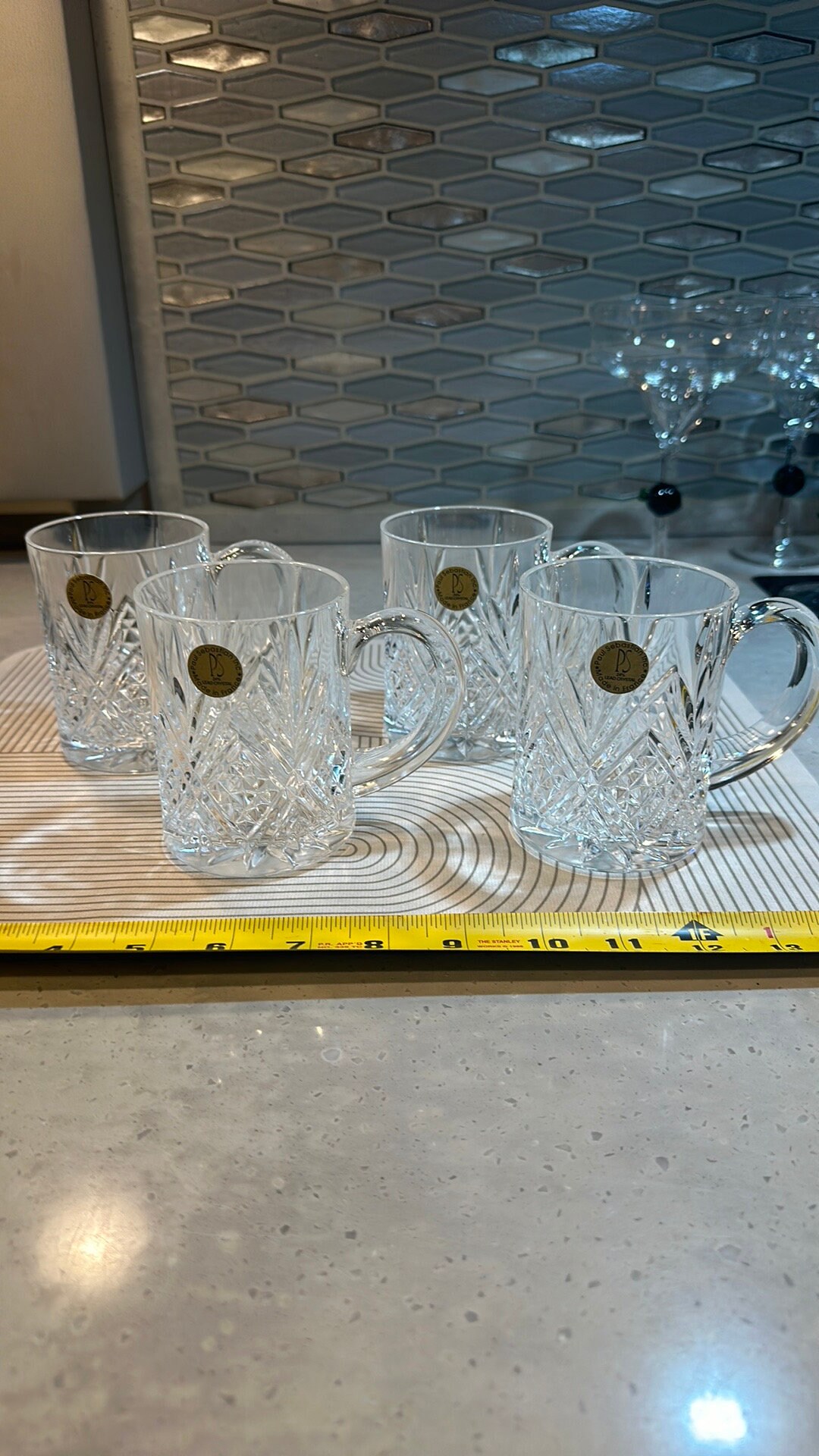 NWT Set of 4 Paul Sebastian 24% Lead Crystal Glass Coffee Mugs Paul ...
