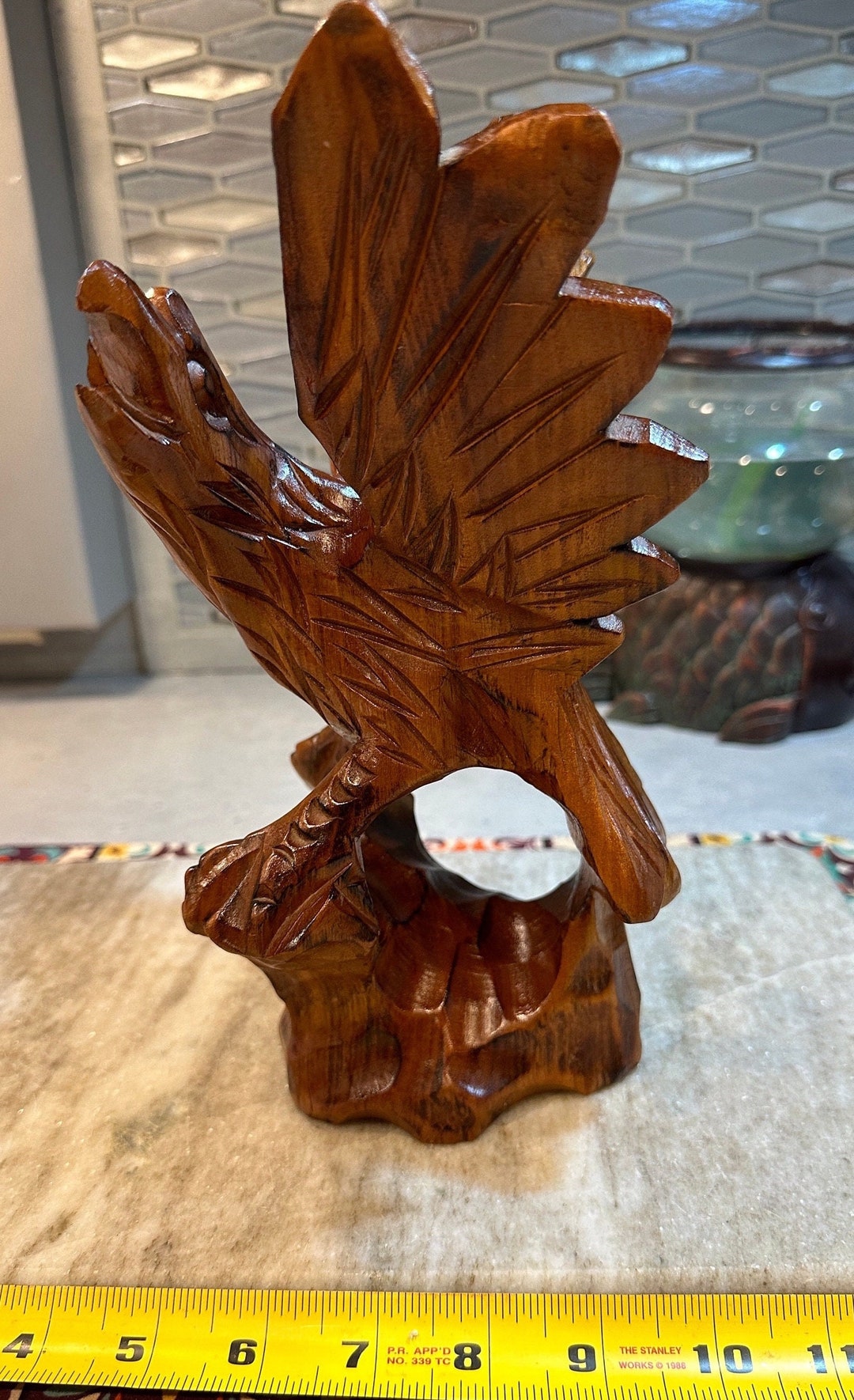 Vintage Hand Carved Wooden Eagle Sculpture - Etsy