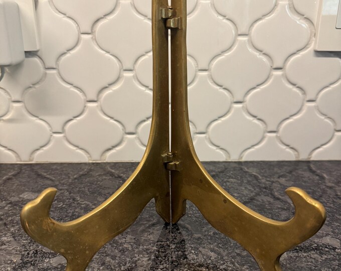 Vintage Heavy 1 1/2lbs Solid Brass Tabletop Easel - Folding Classic ...