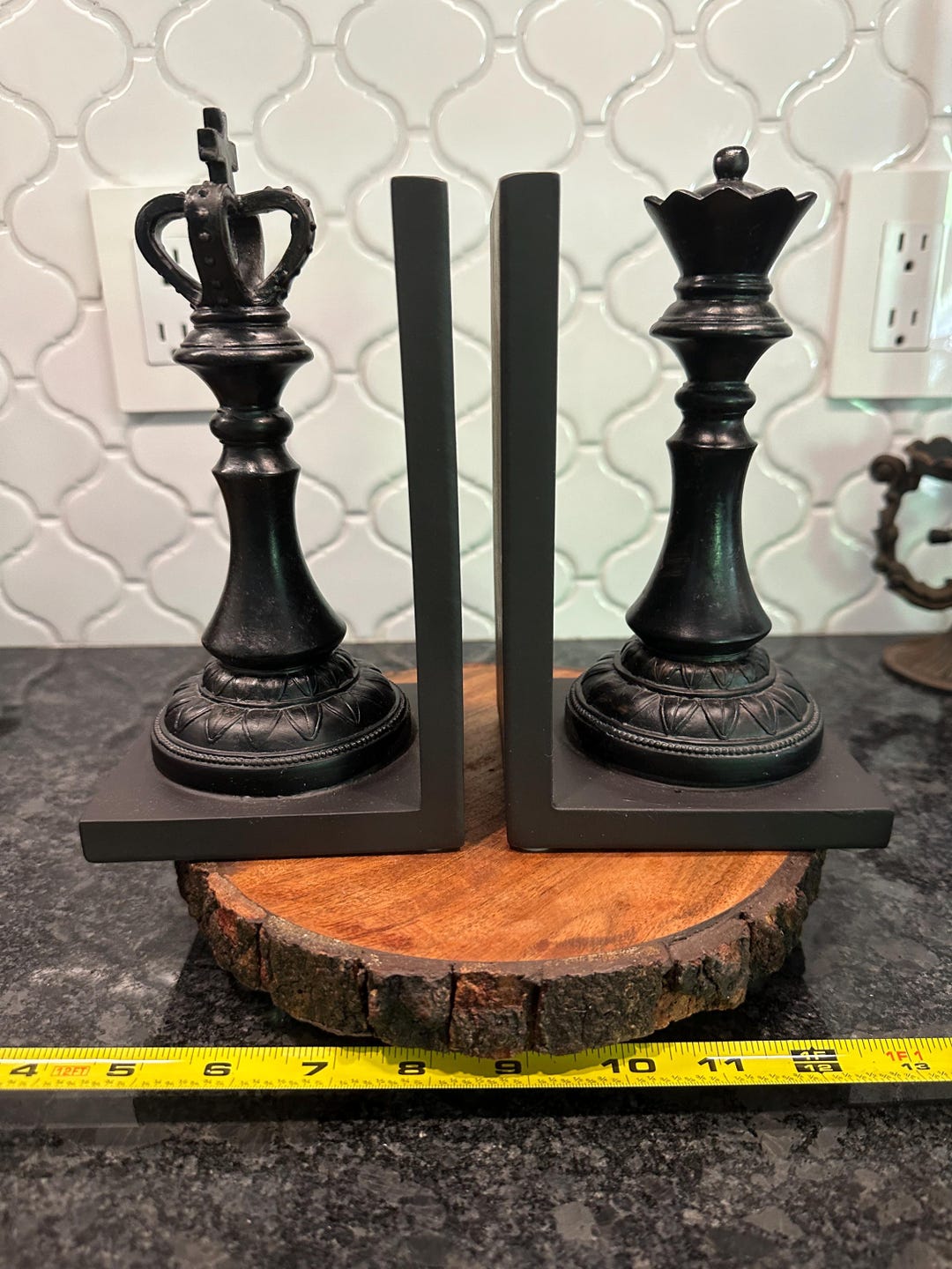 King and Queen Chess Piece Bookends - Approx 8.5” Tall Hollywood ...