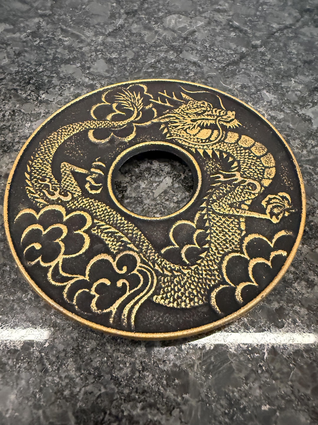 Vintage Iwachu Dragon Nabeshiki Teapot Trivet Cast Iron With Gold ...