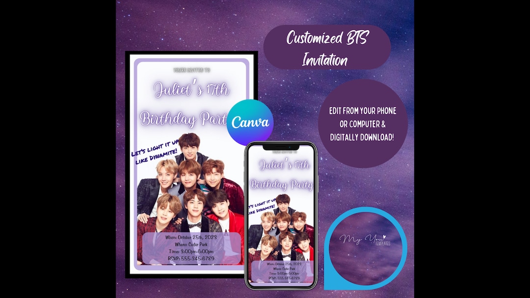 BTS Birthday Invitation - Etsy