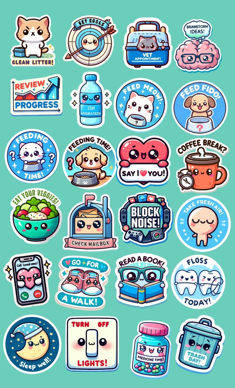 Cute Reminders Sticker Pack - Etsy