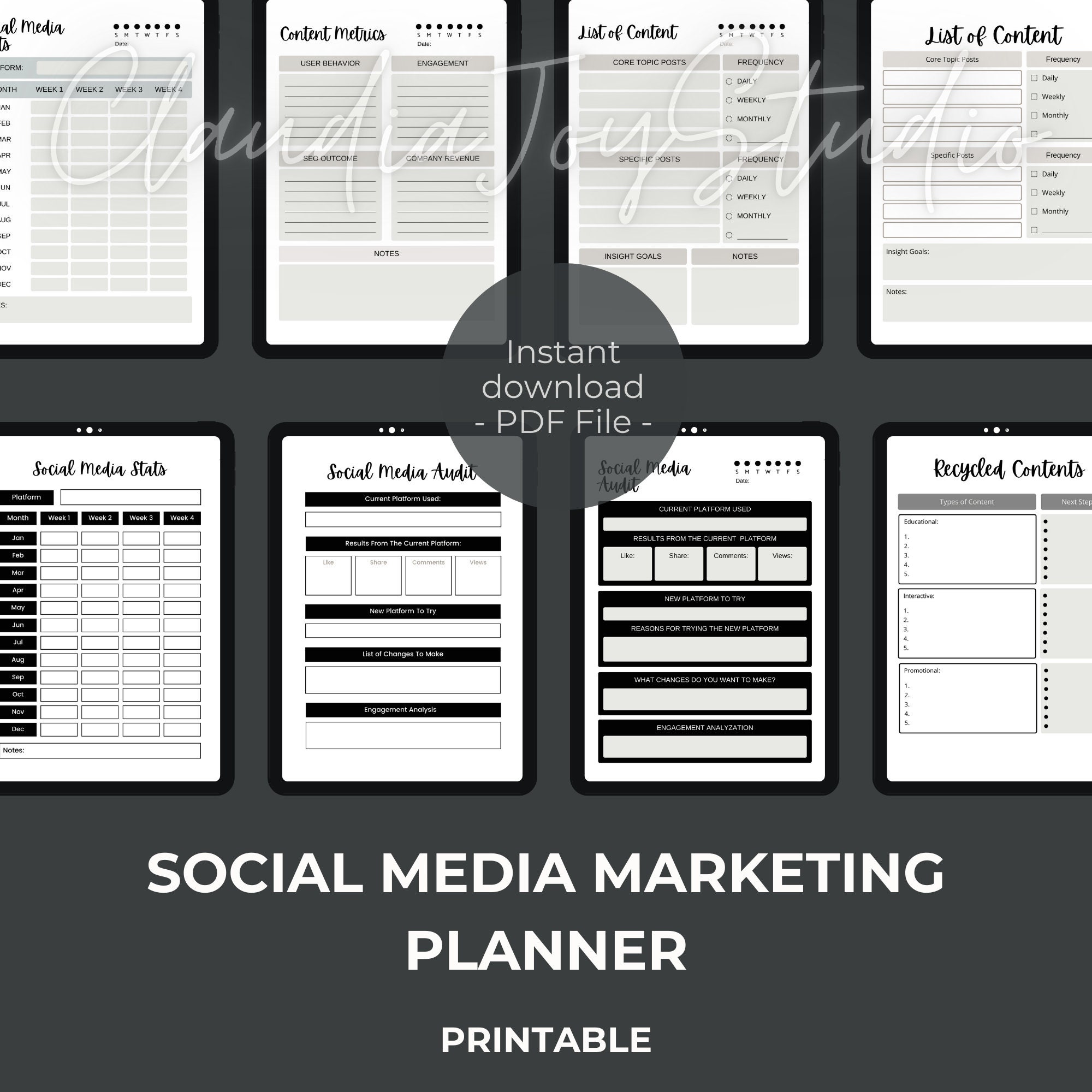 Social Media Planner Printable for Social Media Marketing PDF Social ...