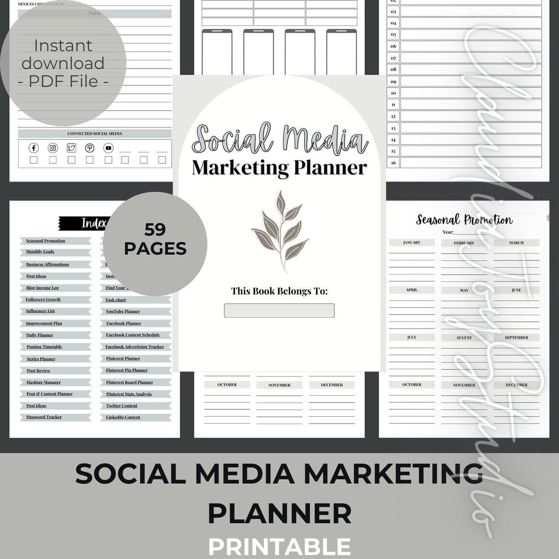 Social Media Planner Printable for Social Media Marketing PDF Social ...