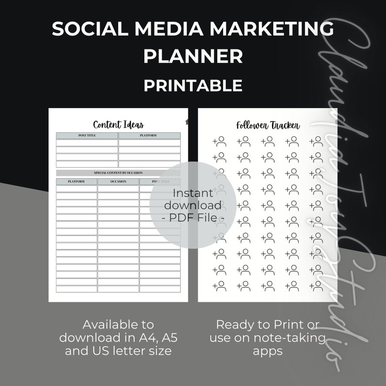 Social Media Planner Printable for Social Media Marketing PDF Social ...