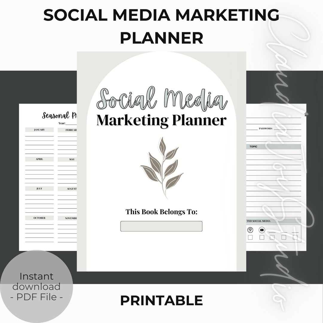 Social Media Planner Printable for Social Media Marketing PDF Social ...