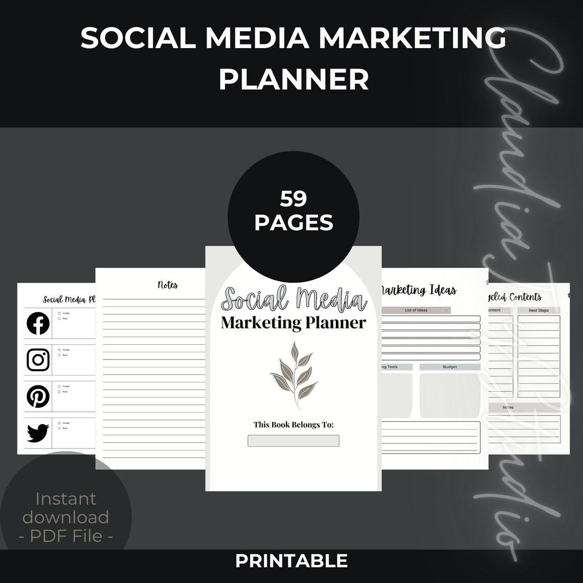 Social Media Planner Printable for Social Media Marketing PDF Social ...