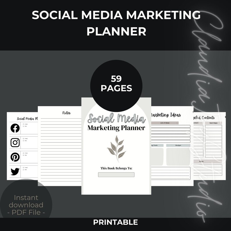 Social Media Planner Printable for Social Media Marketing PDF Social ...