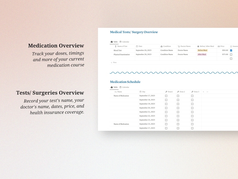 Daily Medication Tracker Notion Template Pharmacy Notion Medication ...