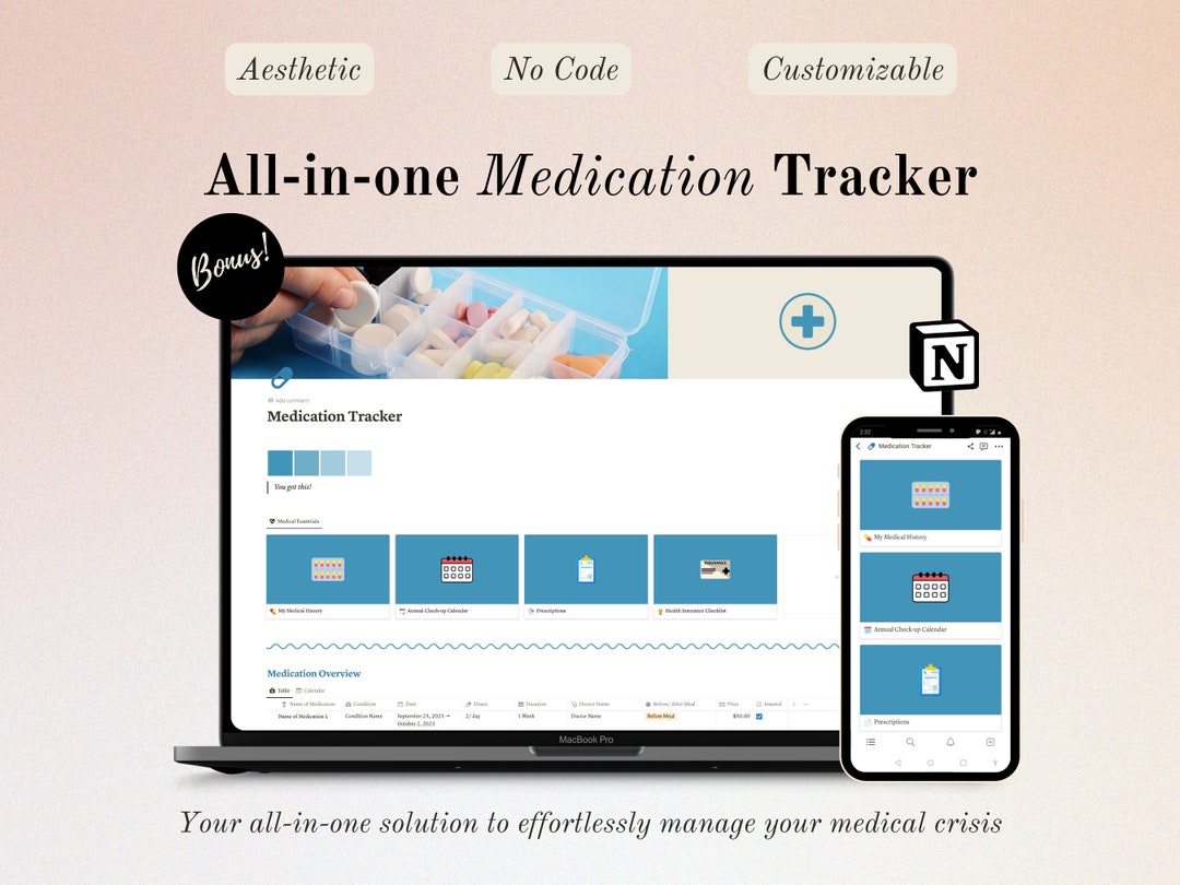 Daily Medication Tracker Notion Template Pharmacy Notion Medication ...