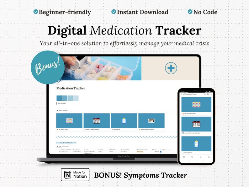 Daily Medication Tracker Notion Template Pharmacy Notion Medication ...