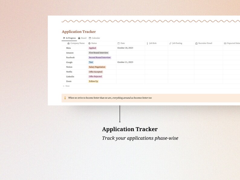 Job Application Tracker Notion Template Status Assessment Notion for Work Job Search Notion ...