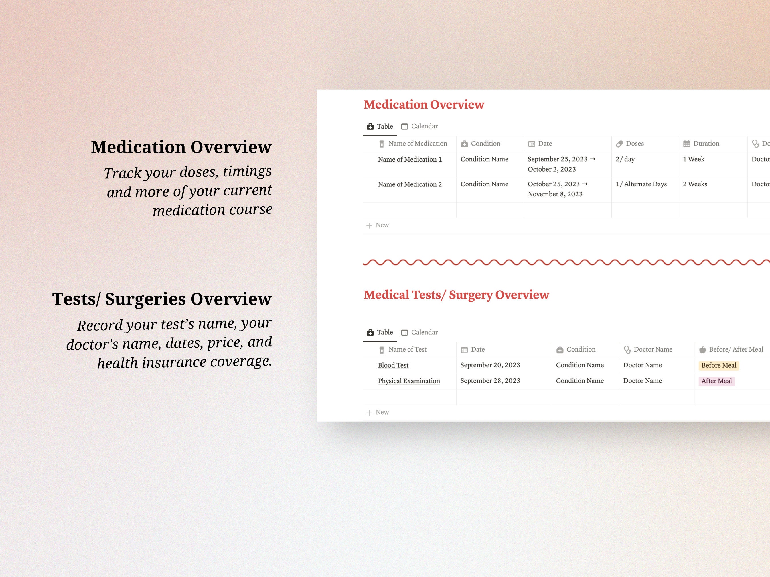 Medication Tracker Notion Productivity Template Notion for Health Log ...