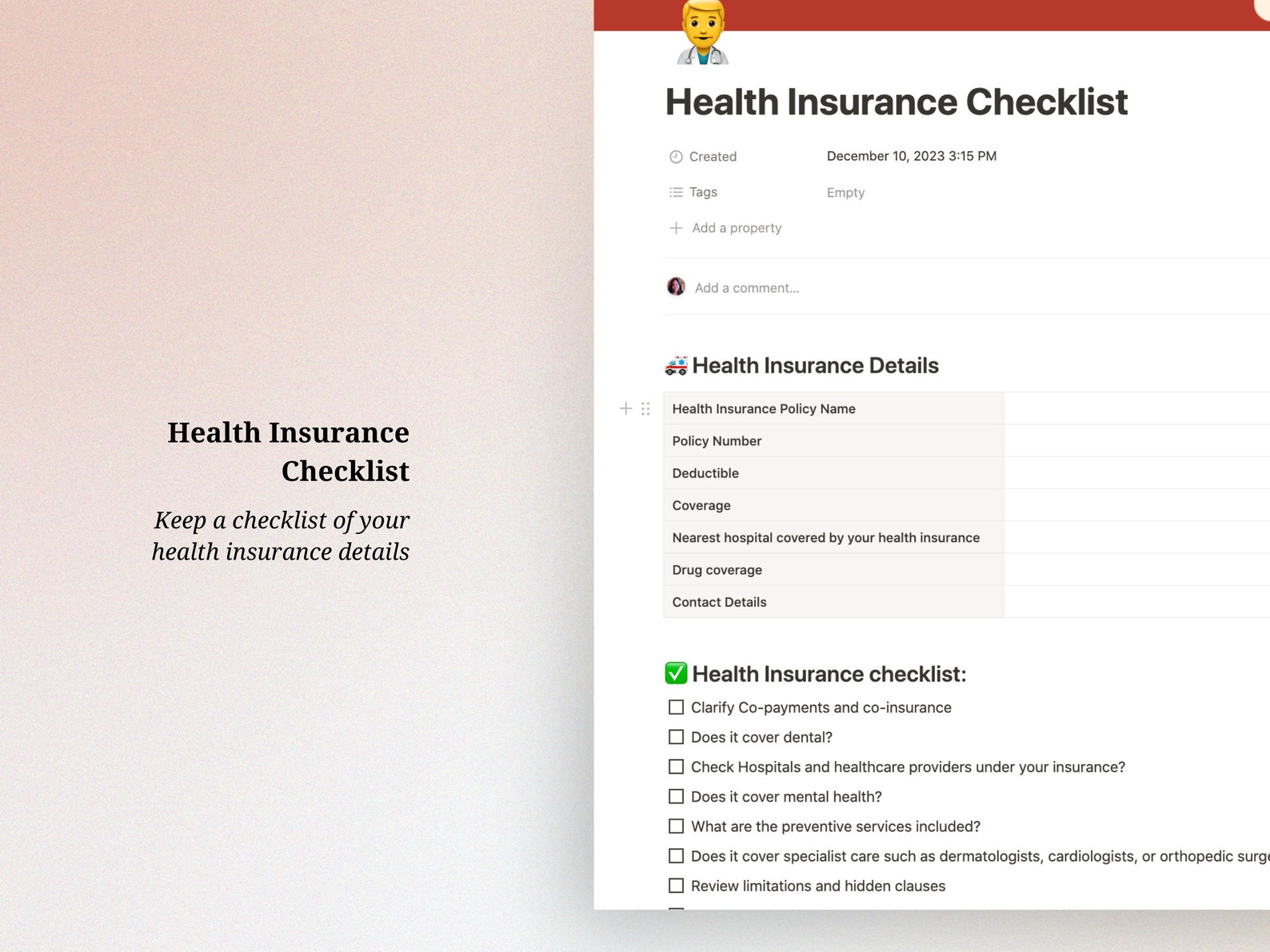 Medication Tracker Notion Productivity Template Notion for Health Log ...