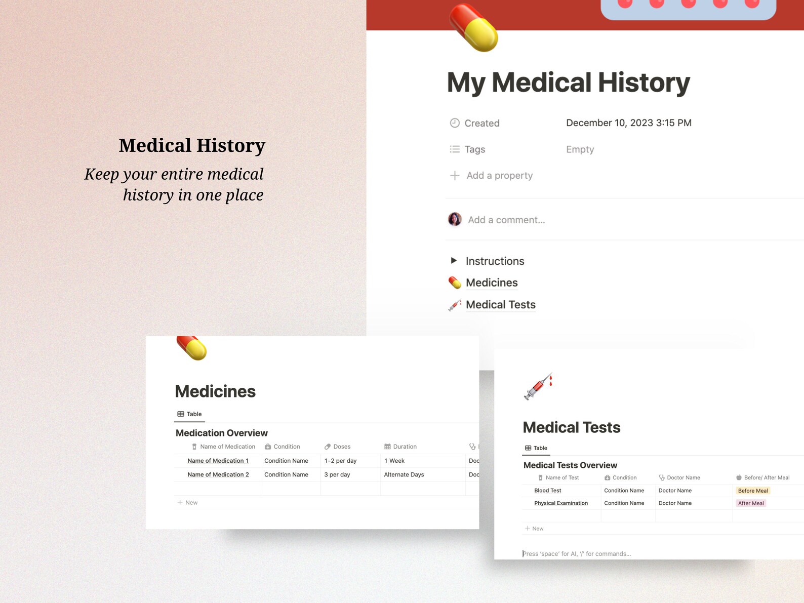 Medication Tracker Notion Productivity Template Notion for Health Log ...