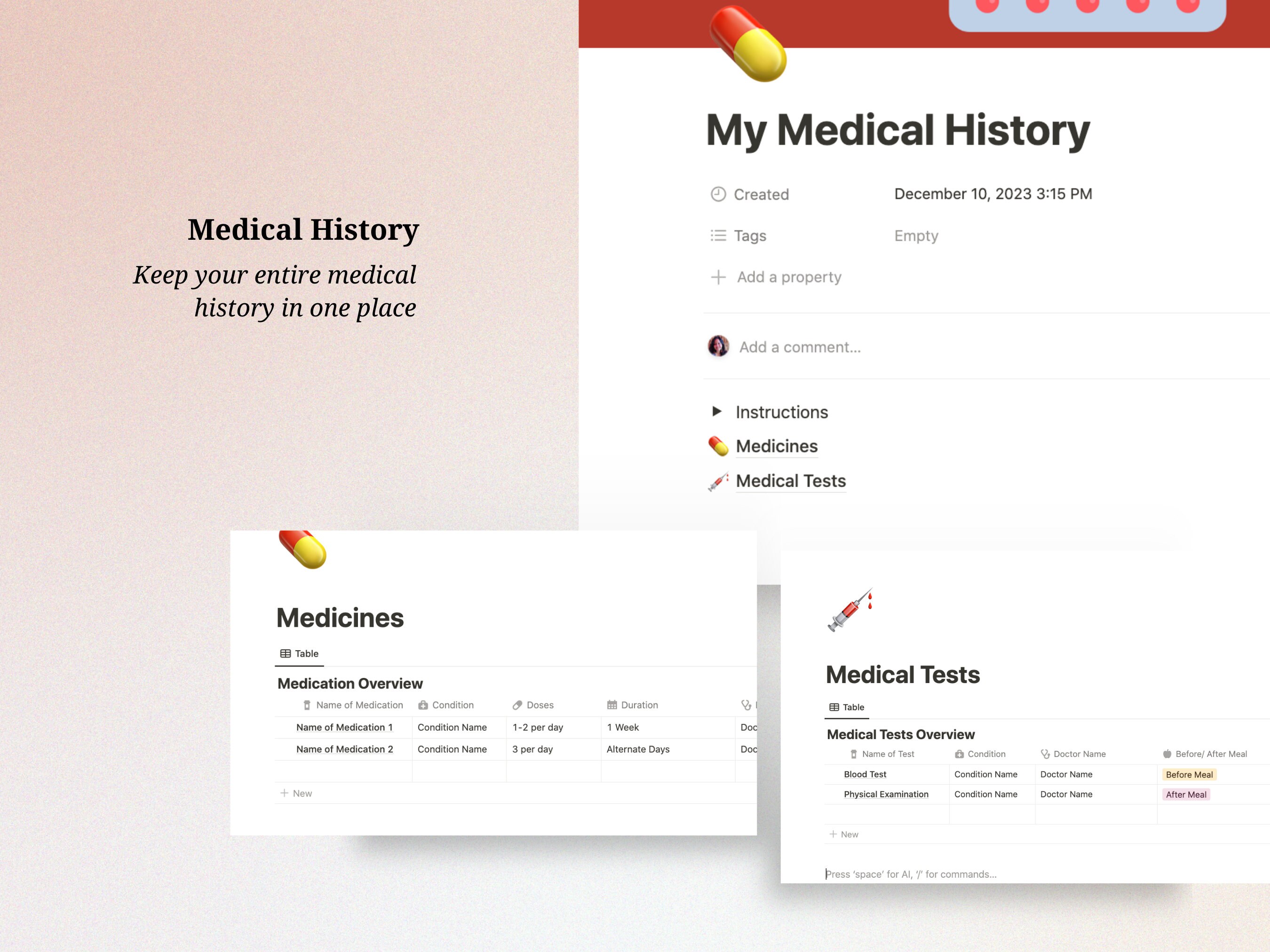 Medication Tracker Notion Productivity Template Notion for Health Log ...