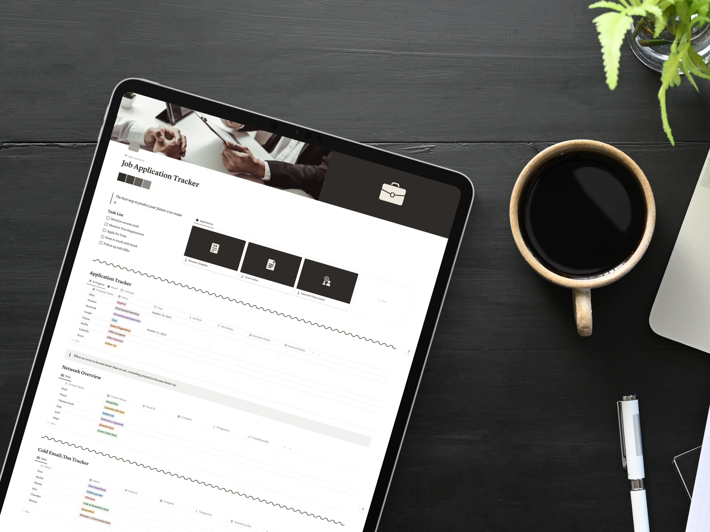 Job Search Tracker Notion Minimal Template 2024 Notion Resume Cover ...