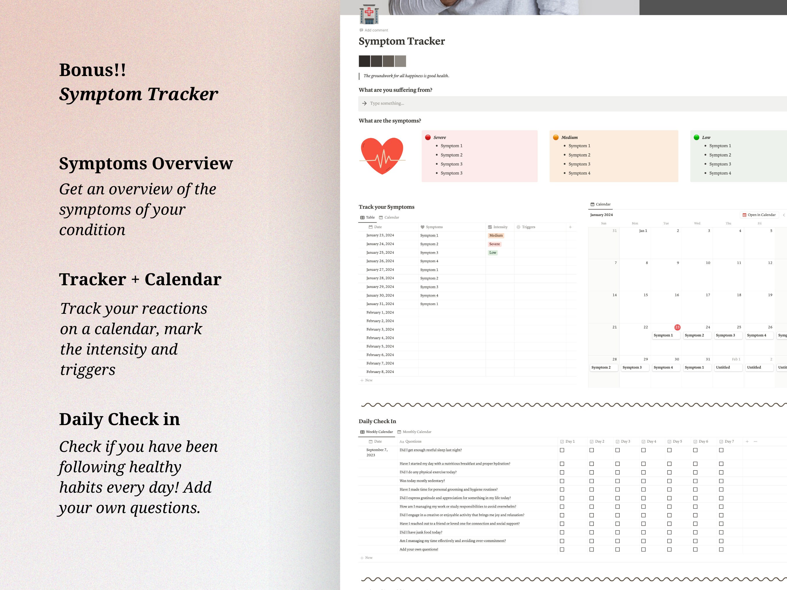 Medication Tracker Notion Productivity Template Notion for Health Log ...
