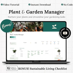 House Plant Garden Manager Aesthetic Notion Template Vegetable Garden Planner Digital Journal ...
