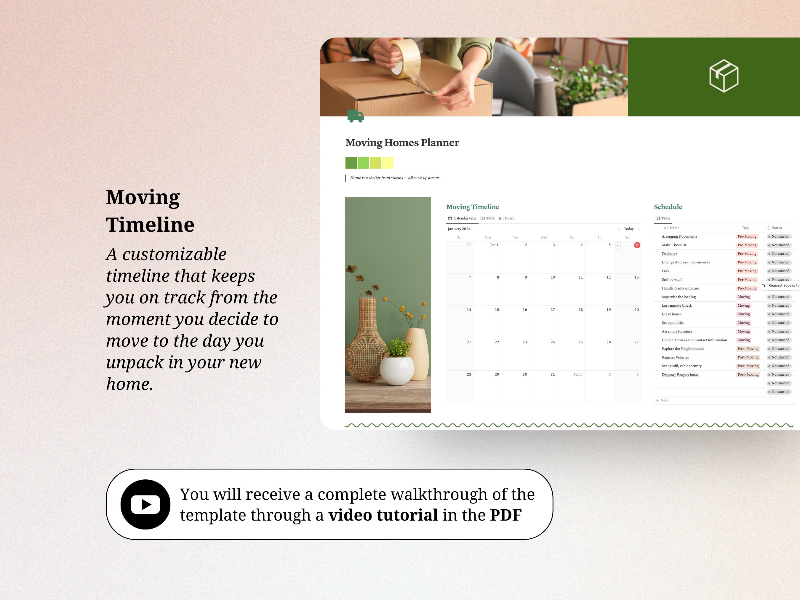 Moving Homes Planner Template Packing Checklist Schedule House Hunting ...