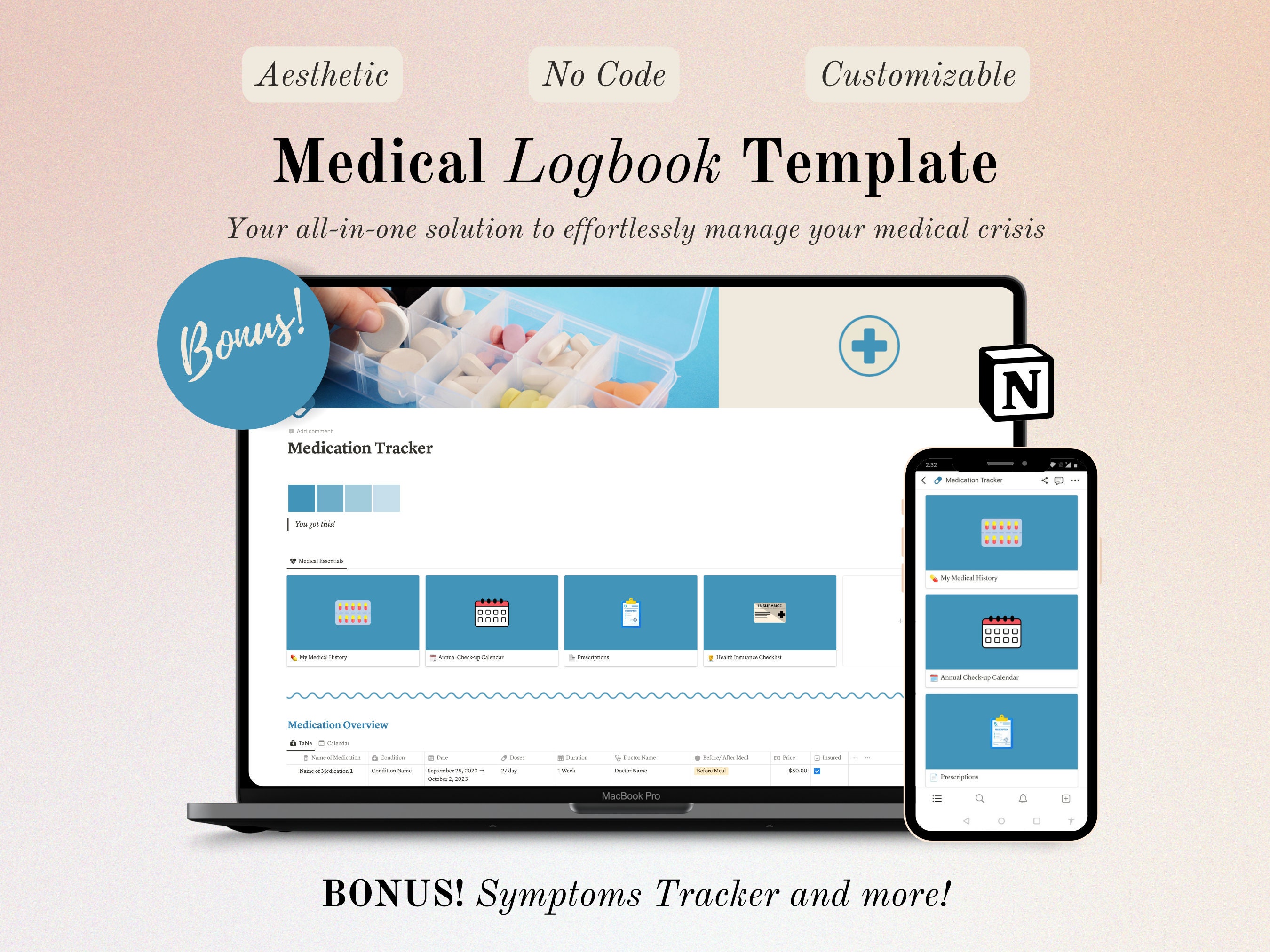 Daily Medication Tracker Notion Template Pharmacy Notion Medication ...