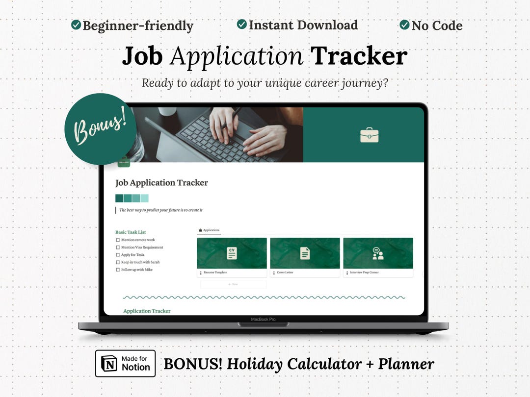 Notion Job Tracker Template: Resume Template, Cover Letter, Interview ...