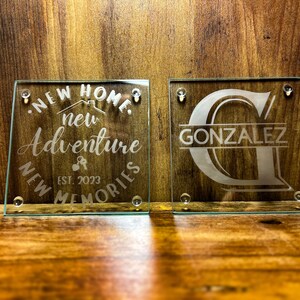 Custom Etched Glass Coasters Set of 2 | Personalized Coaster | Monogram ...