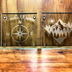 Custom Etched Glass Coasters Set of 2 | Personalized Coaster | Monogram ...