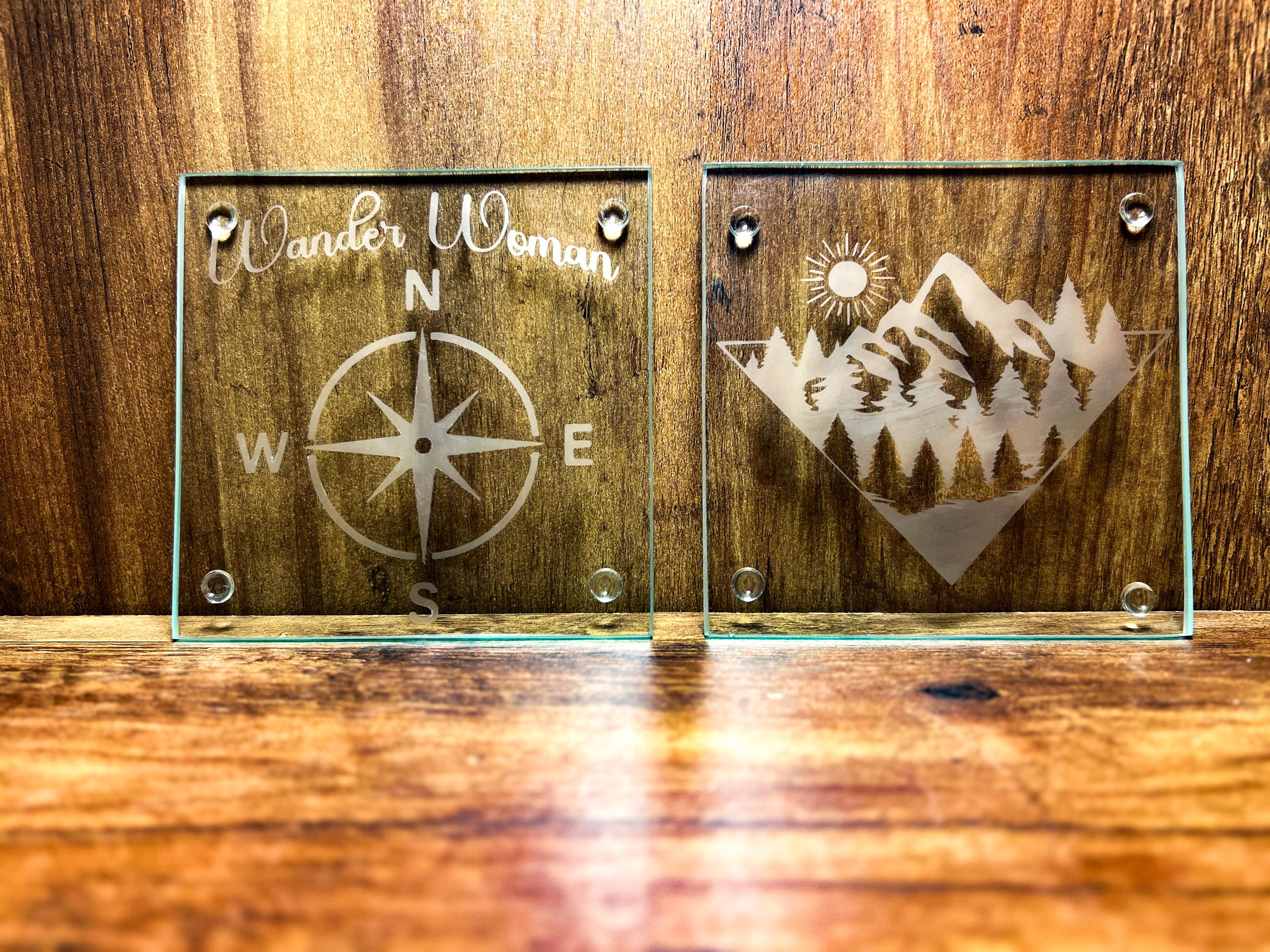 Custom Etched Glass Coasters Set of 2 | Personalized Coaster | Monogram ...
