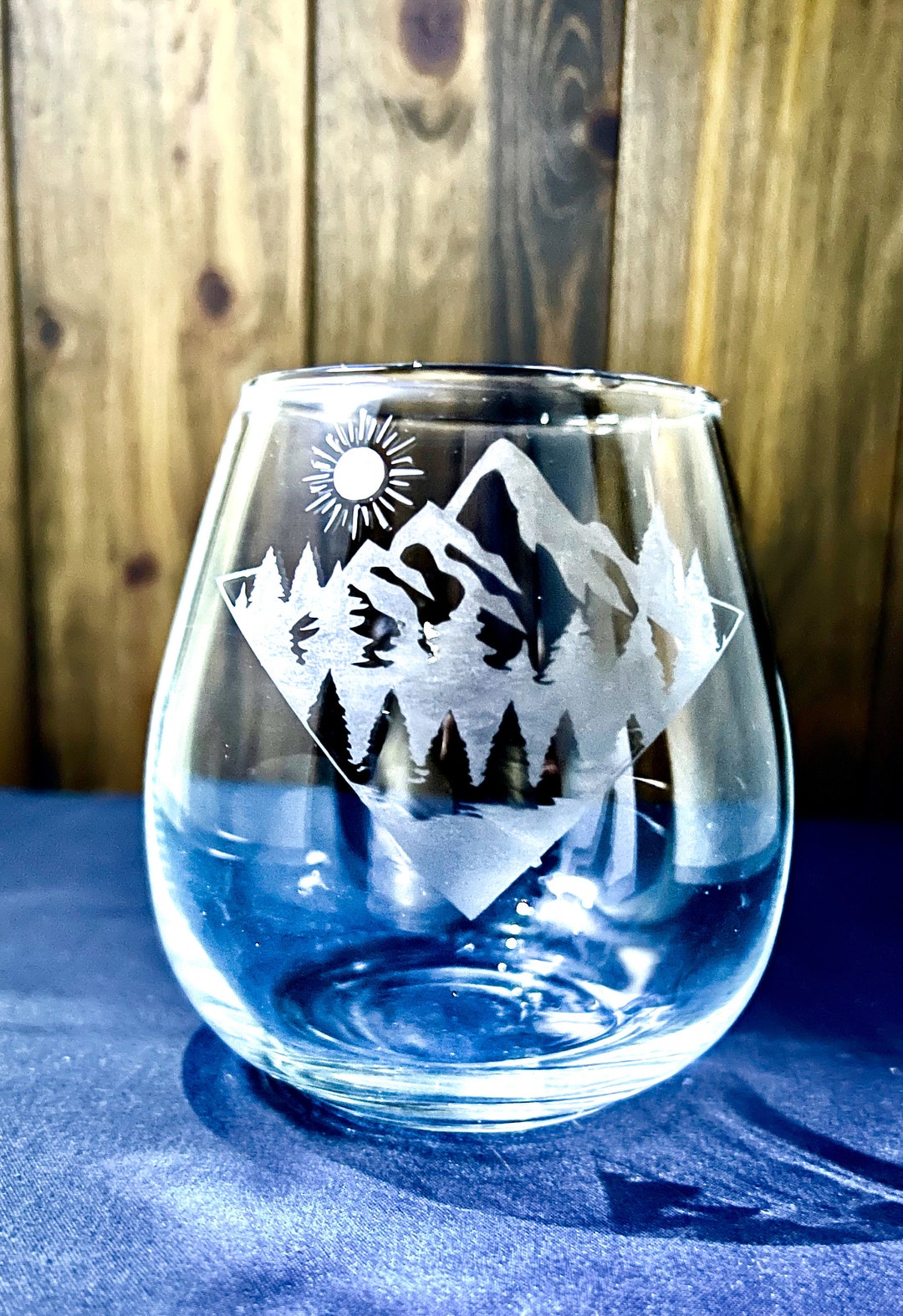Custom Design Etched Wine Glass Drinkware Personalized Kitchen Decor ...