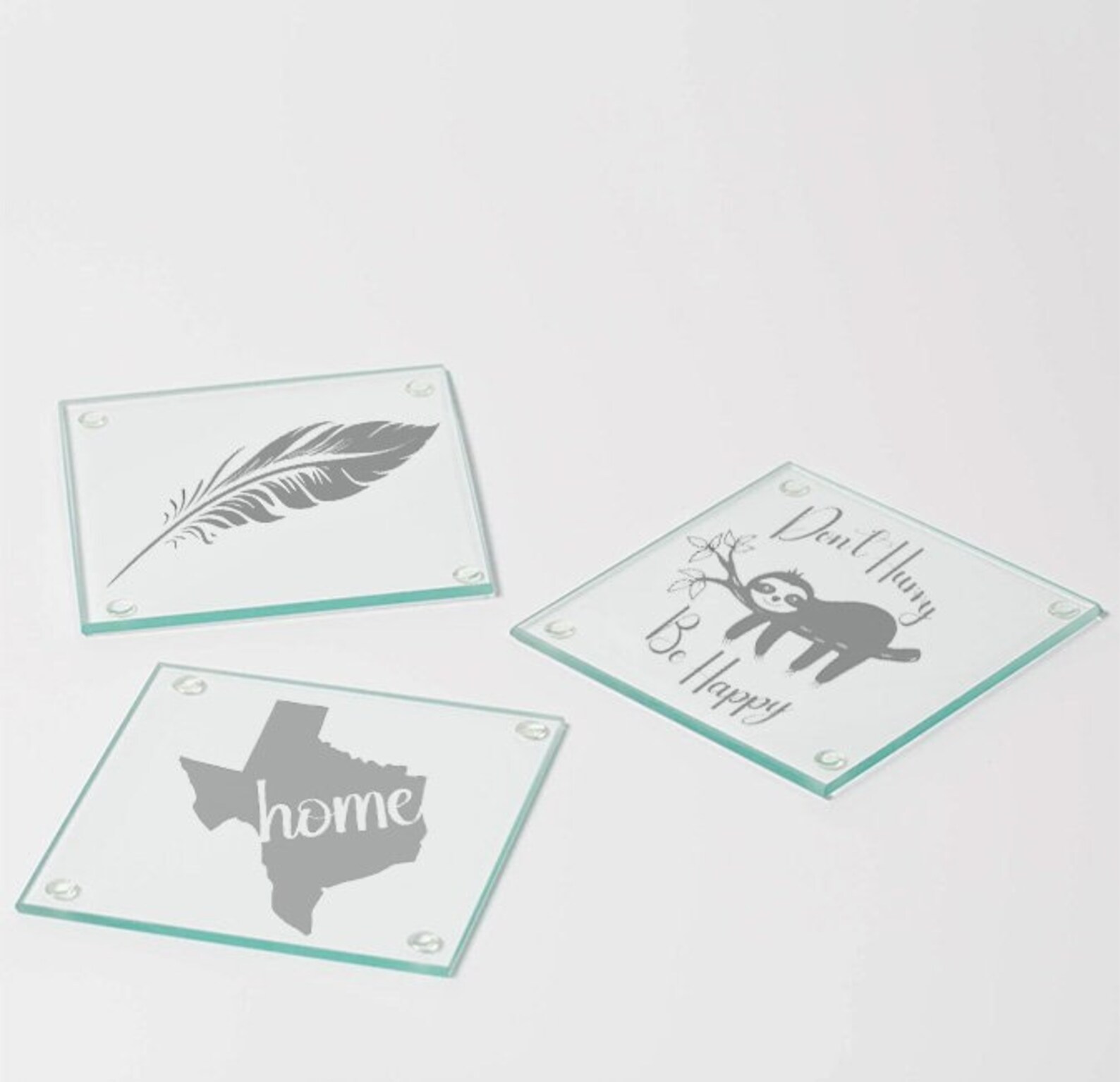 Custom Etched Glass Coasters Set of 2 | Personalized Coaster | Monogram ...