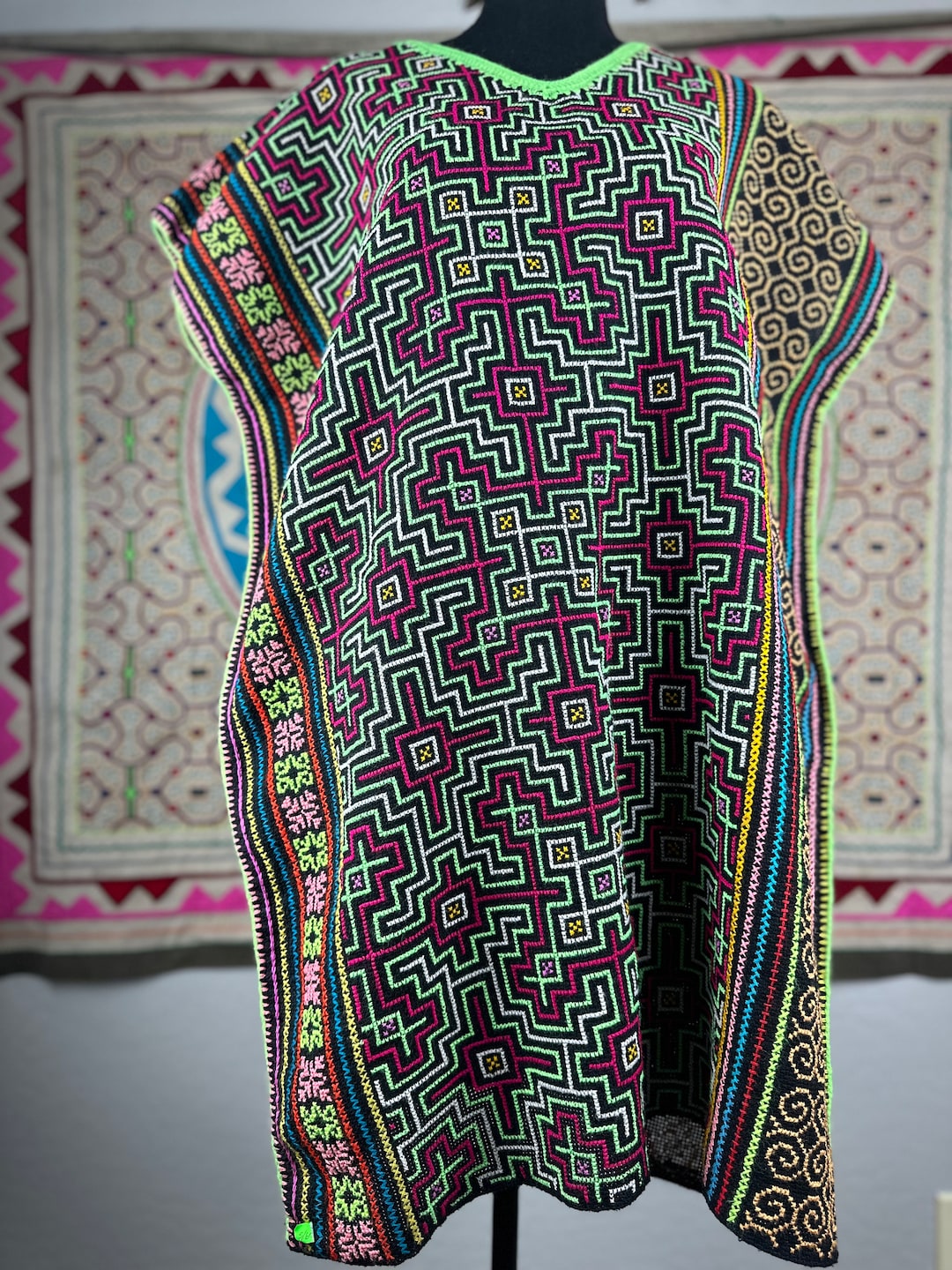 Sleevless Black Ceremonial Shipibo Ayahuasca Poncho - Etsy