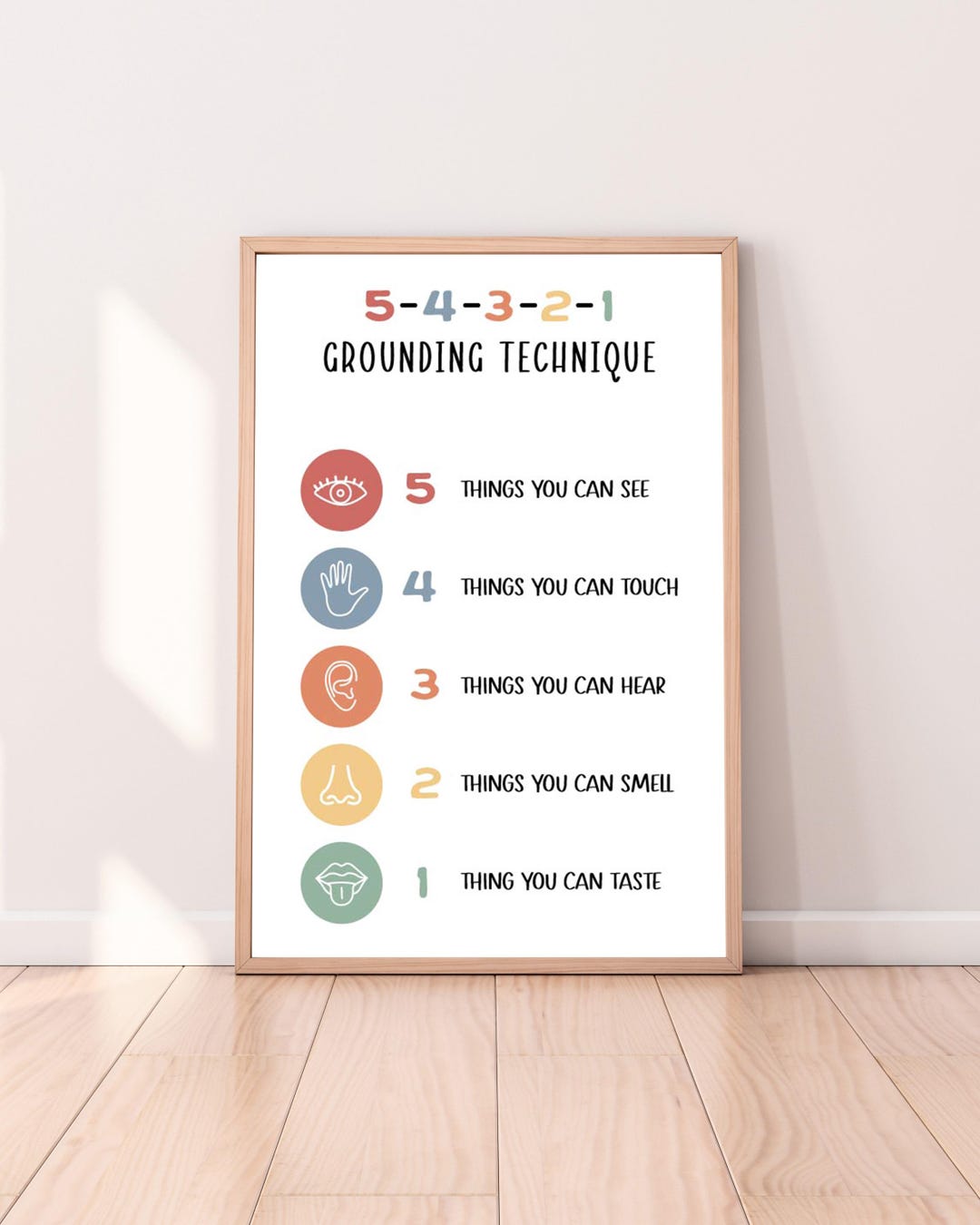 5-4-3-2-1 Grounding Technique Poster, Digital Download, Mental Health ...