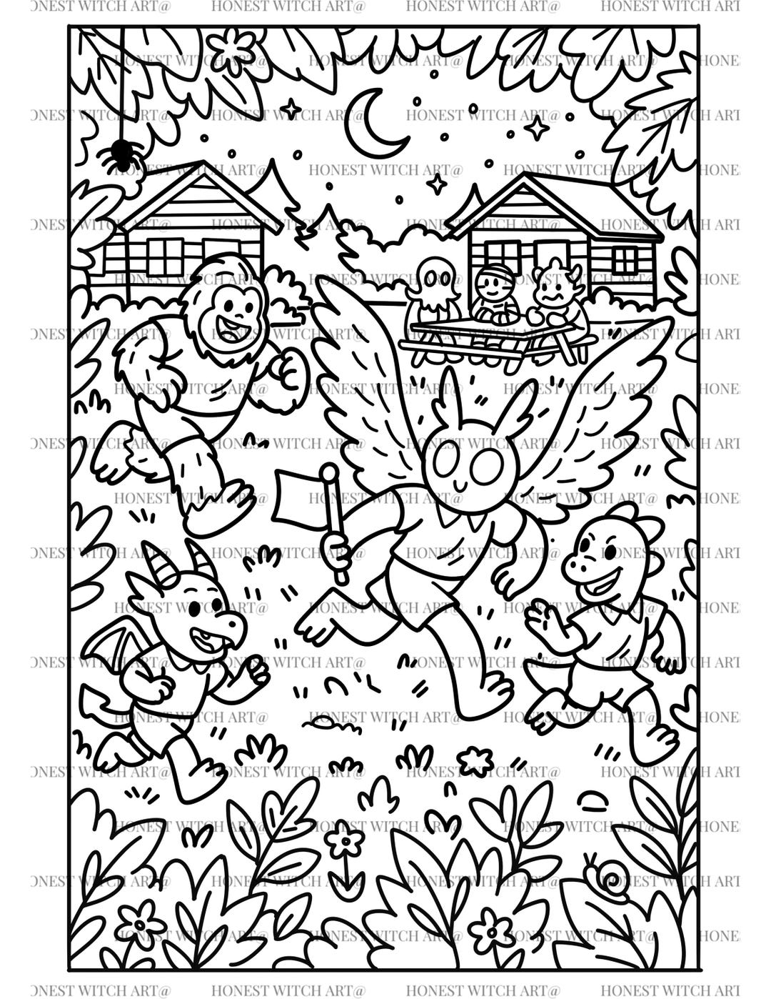 Cryptids Campers: Mothman Coloring Page - Etsy