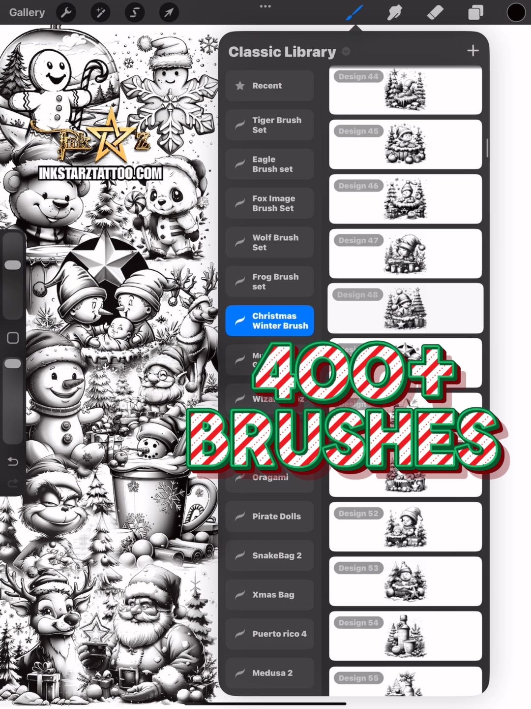 400+christmas Winter Procreate Brushes Holiday Xmas Stamps Snowflakes ...