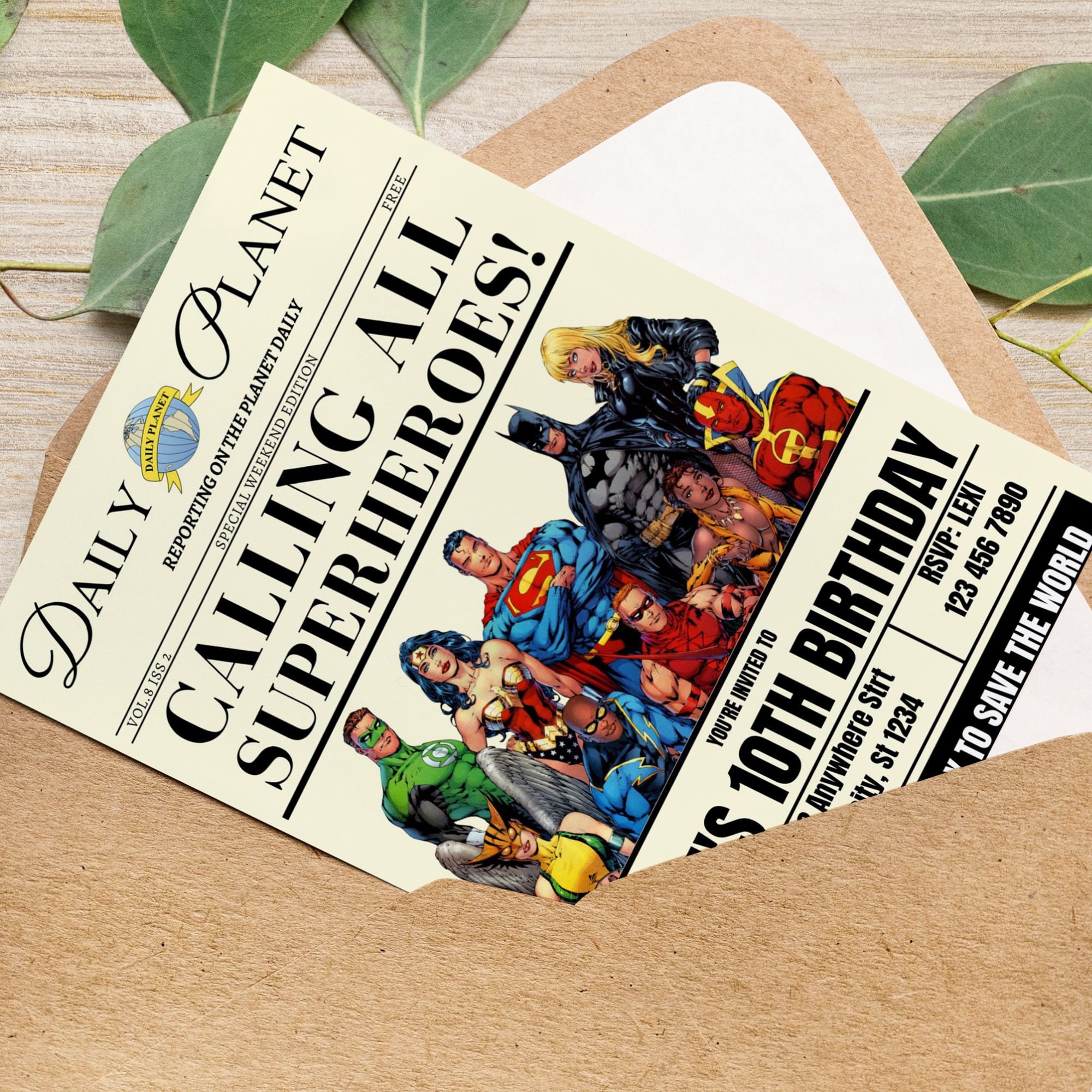 DC Comics Superhero Birthday Invitation: Editable Canva Template ...