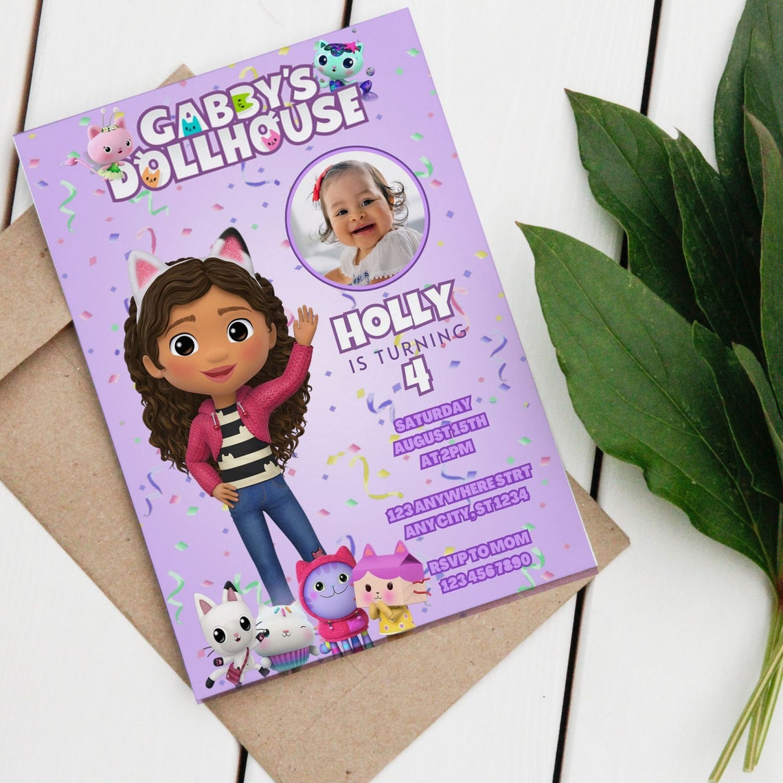 Digital Gabbys Dollhouse Birthday Invitation, Gabby Dollhouse Invites ...