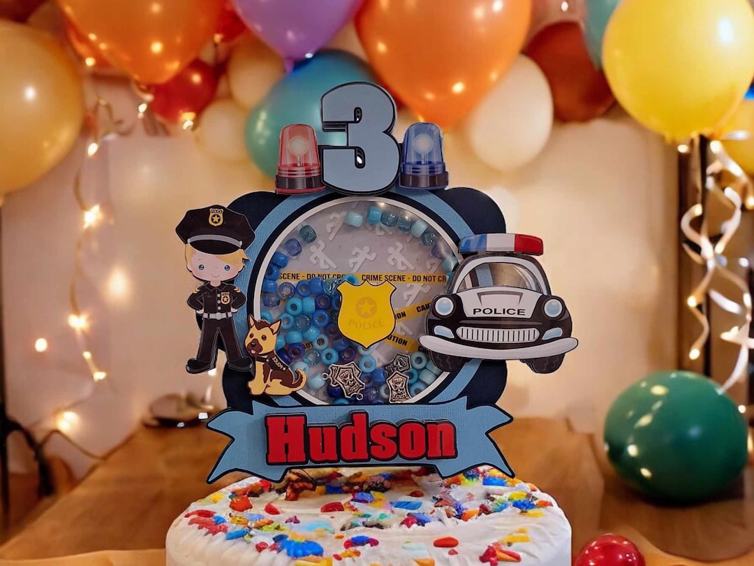 Light-up Police Officer Cake Topper - First Responder Birthday ...