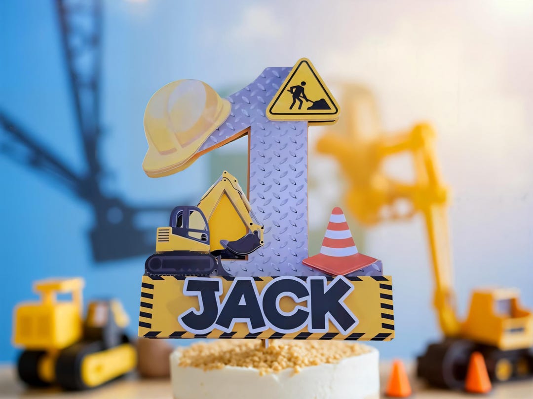Construction Cake Topper: Birthday Party Decor, Road Work Theme - Etsy