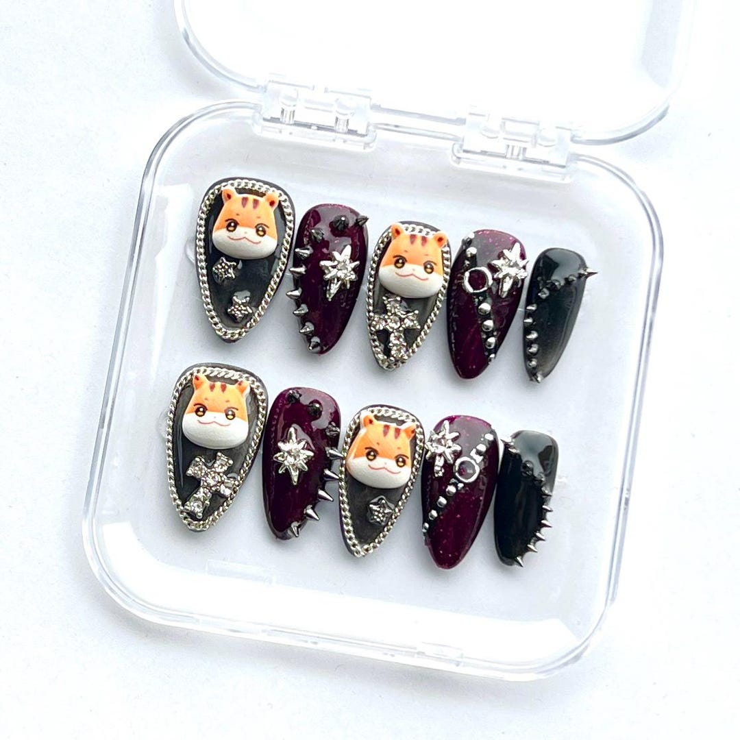 Ateez Aniteez Dark Cat Eye Press on Nails - Hongjoong / Jjoongrami - Etsy