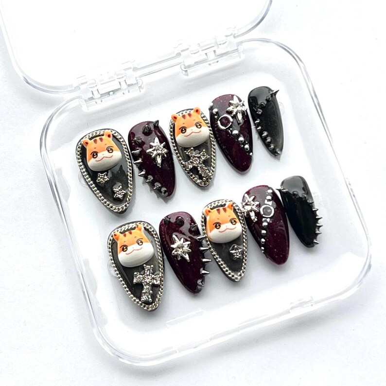 Ateez Aniteez Dark Cat Eye Press on Nails - Hongjoong / Jjoongrami - Etsy