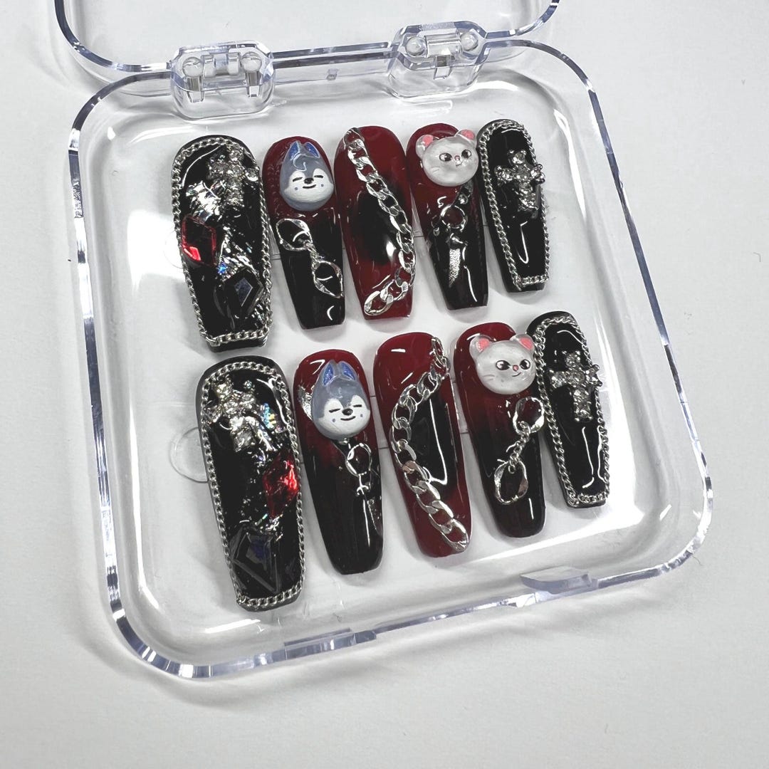 Stray Kids Escape / Red Lights Wolf Chan & Jiniret Press on Nails ...