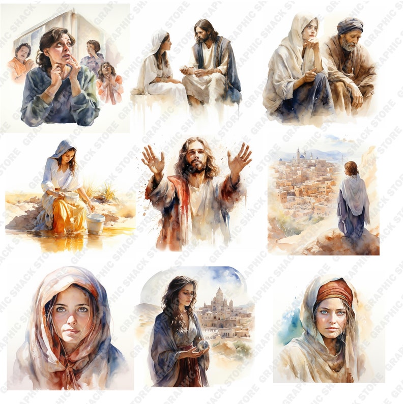 72 PNG Watercolor the Samaritan Woman Clip Art | Christian Religious ...